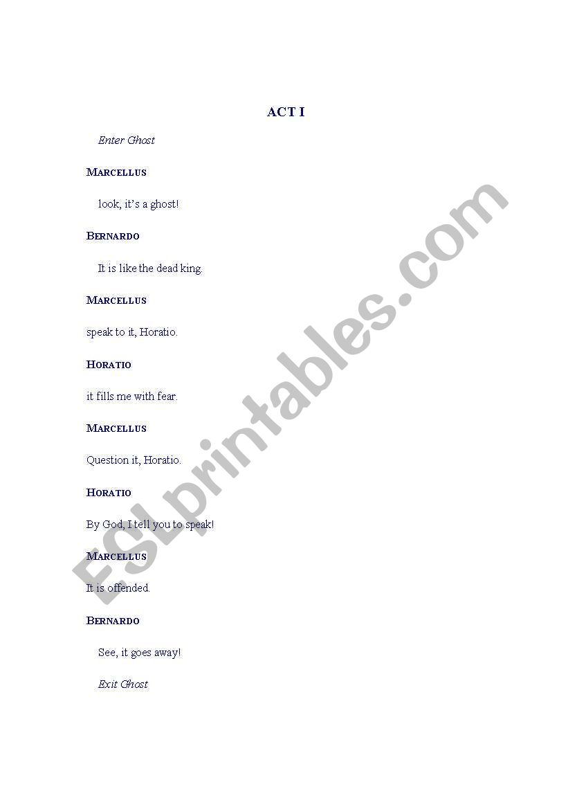 English worksheets: Shakespeare´s Hamlet