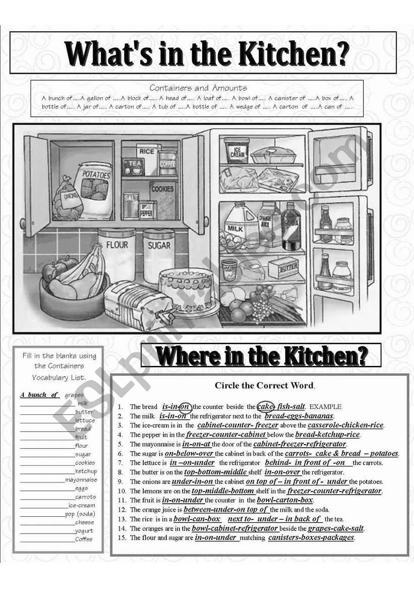 Cooking Worksheets For Elementary Students