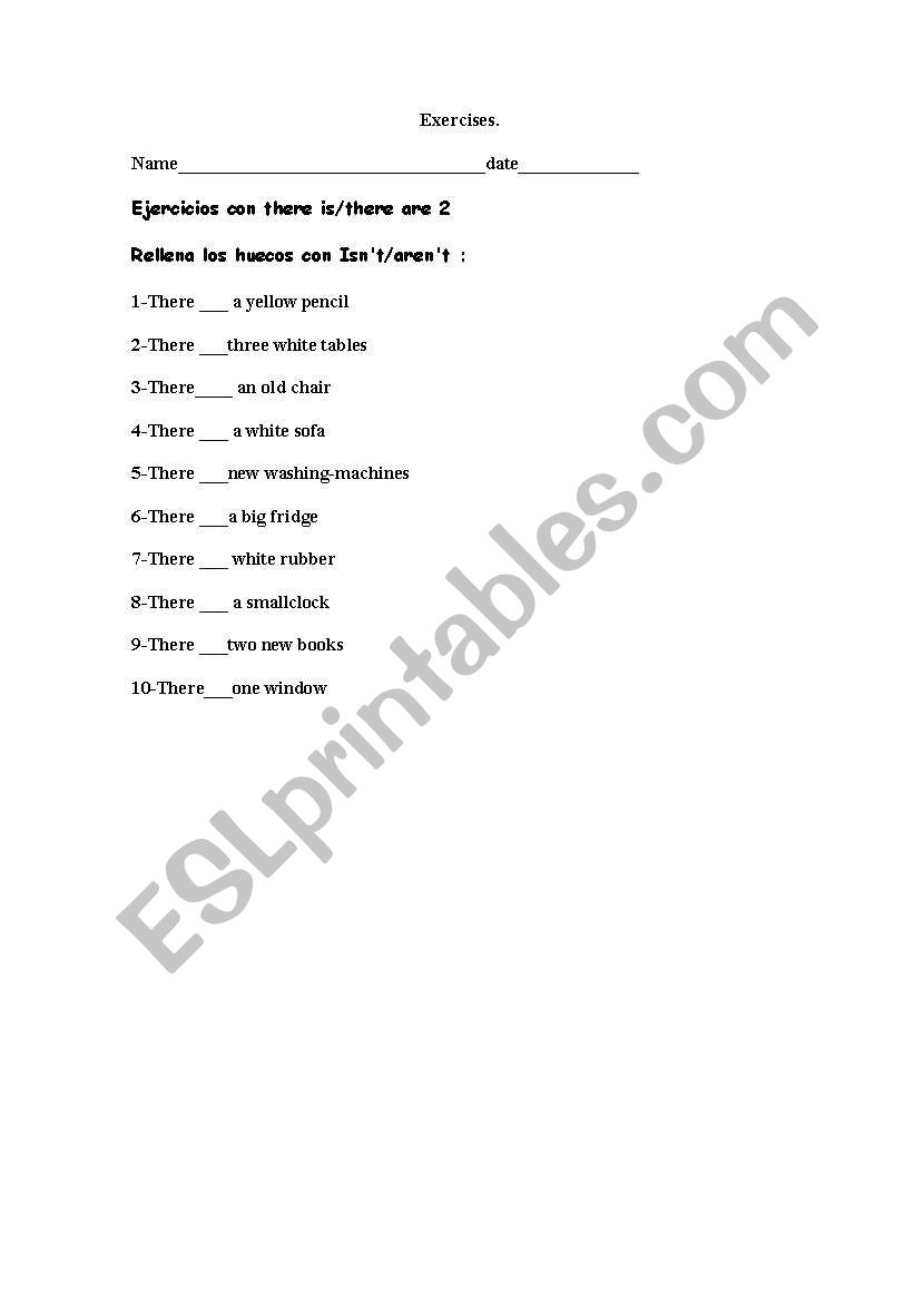 English worksheets: there isn´t or there aren´t??