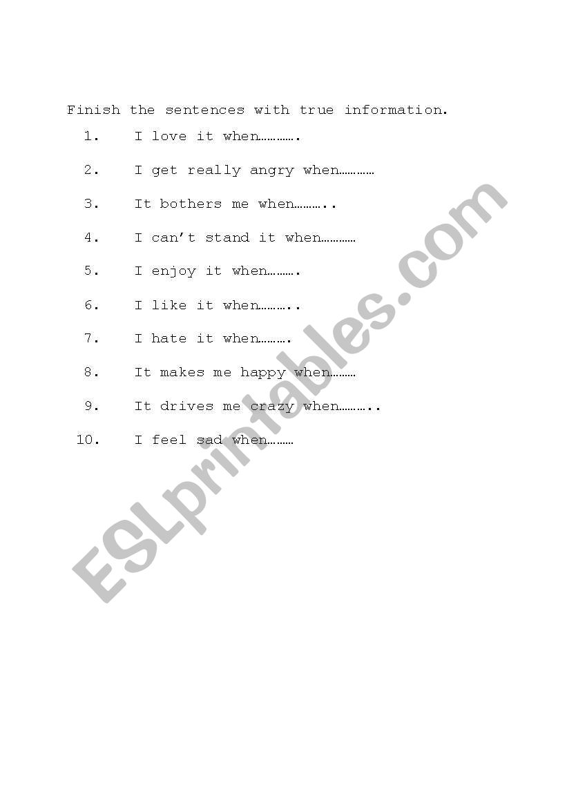 English worksheets: Clauses with ´when´