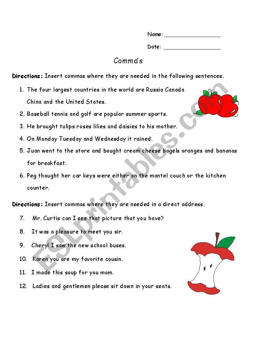 Direct Address Worksheets