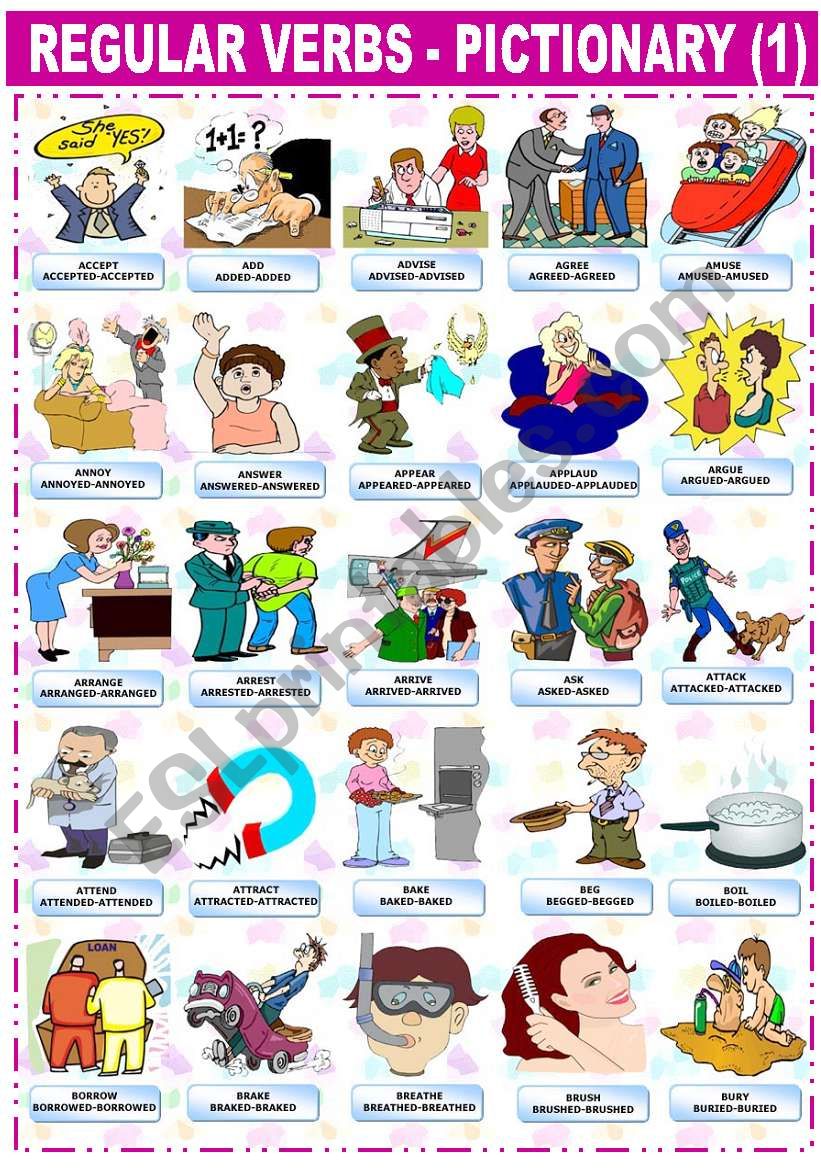 Irregular Verbs Pictionary Or A Poster Esl Worksheet By