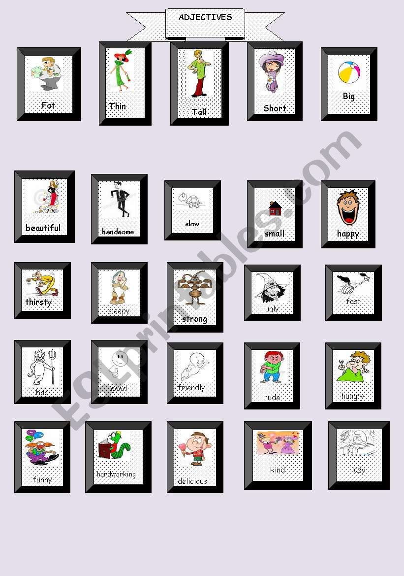 Adjectýves-pictionary - ESL worksheet by Esma Külahcı