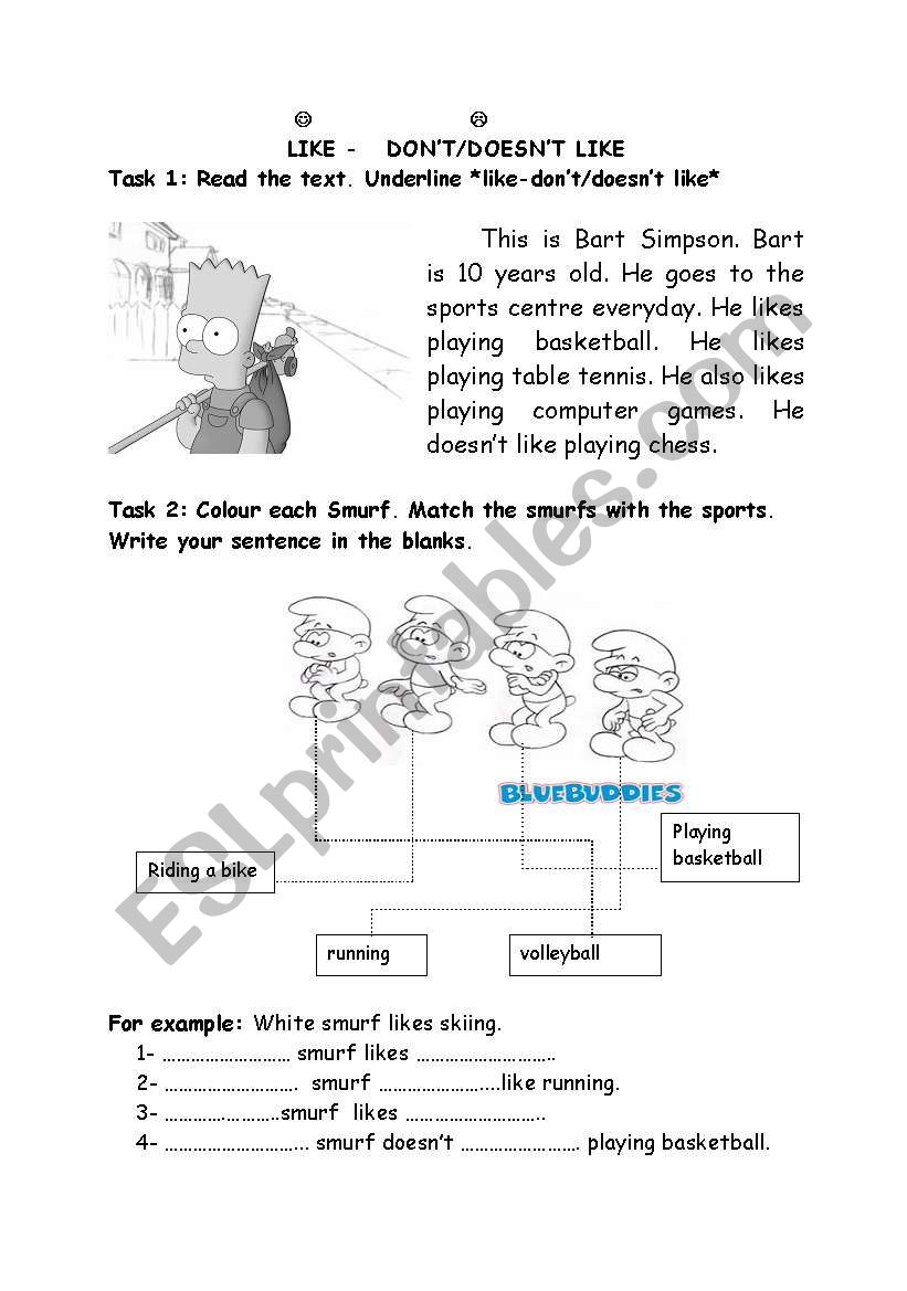 Like-don´t like - ESL worksheet by accidental