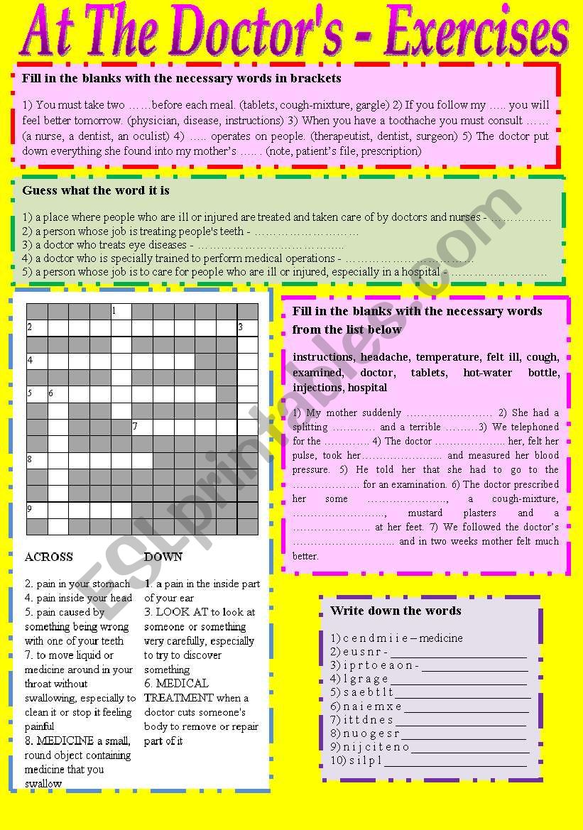 At The Doctor´s - Exercises - ESL worksheet by busja