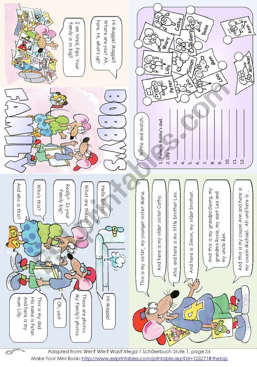 Bobby´s Family (Mini Book) - ESL worksheet by Alenka
