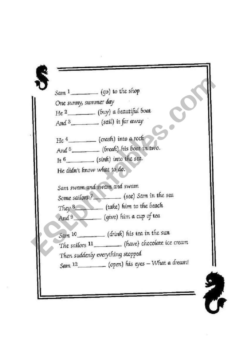 Past Simple song - ESL worksheet by daisy202 Past Simple song - ESL worksheet by daisy202