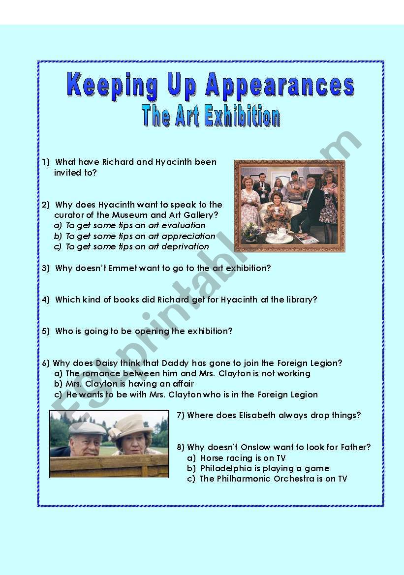 Video lesson – Keeping up Appearances – The Art Exhibition - ESL ...