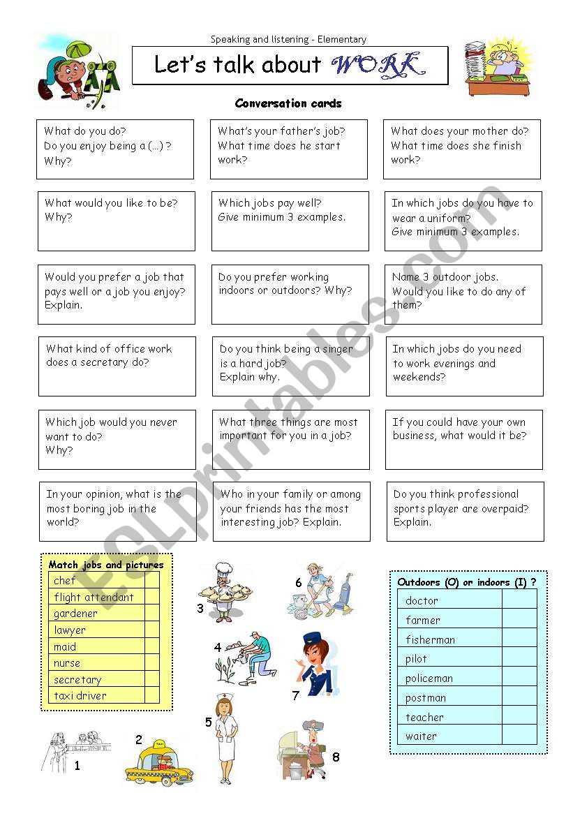 Let´s talk about WORK - ESL worksheet by PhilipR