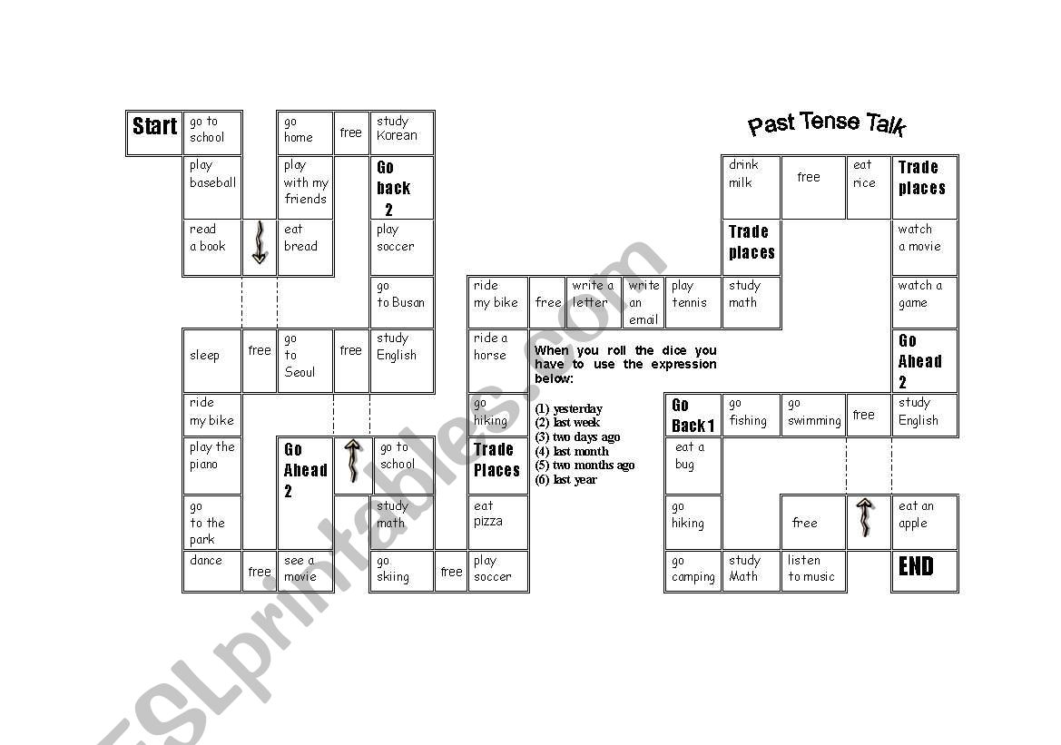 Simple Past irregular verbs board - ESL worksheet by fabian_olivares