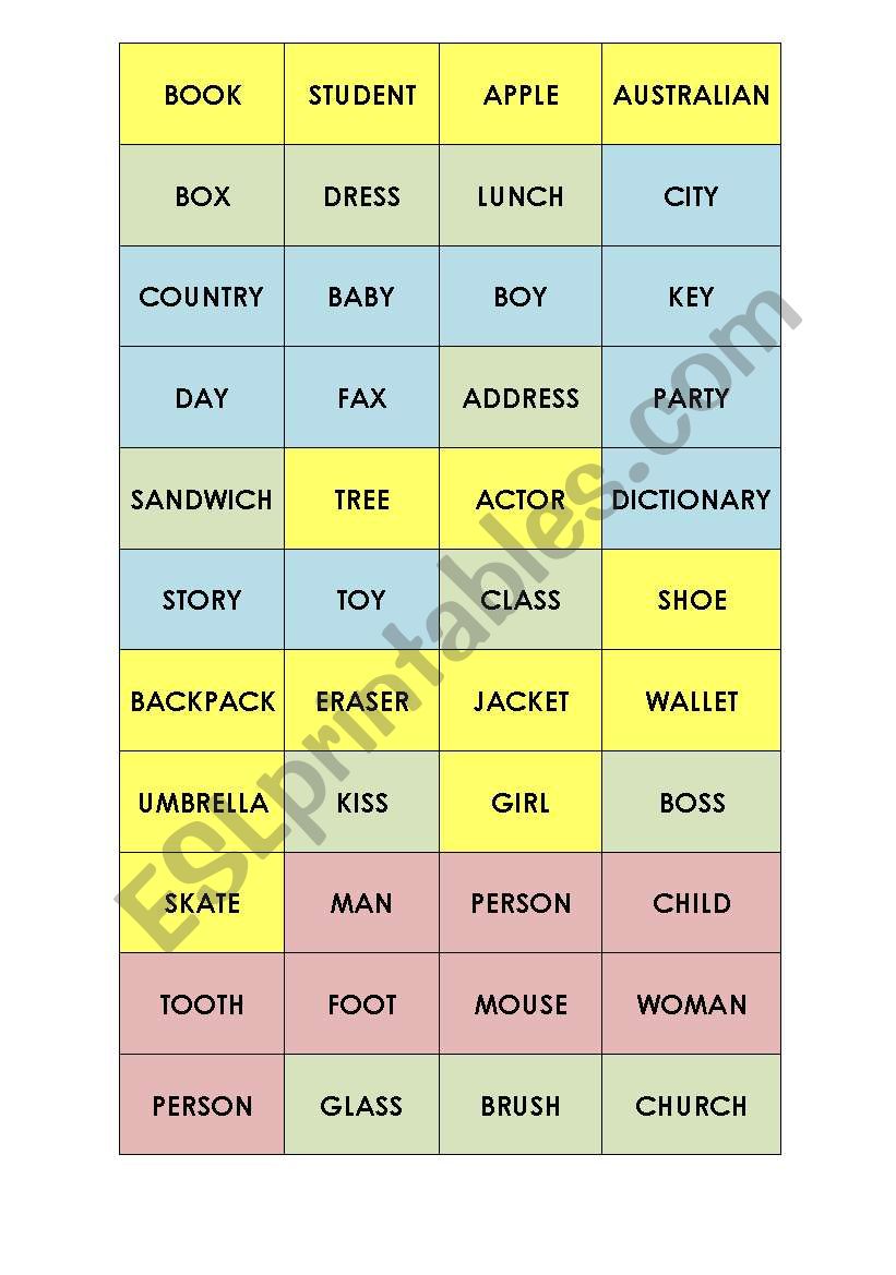 Plural Nouns ESL Worksheet By Denipinheiro