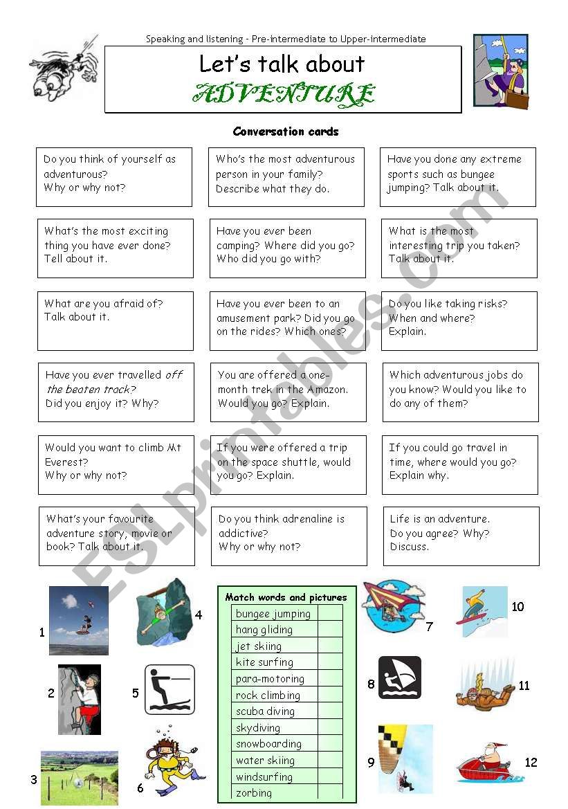 Let´s talk about ADVENTURE - ESL worksheet by PhilipR