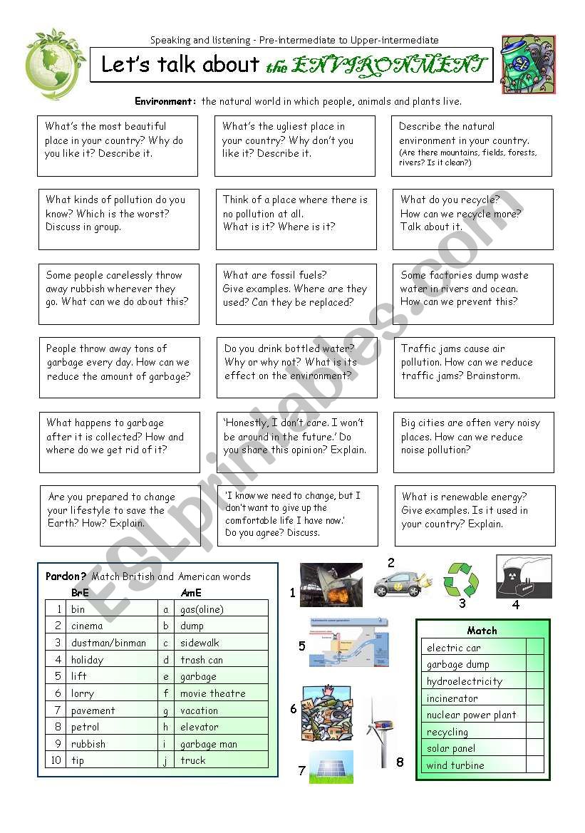 Let´s talk about the ENVIRONMENT - ESL worksheet by PhilipR