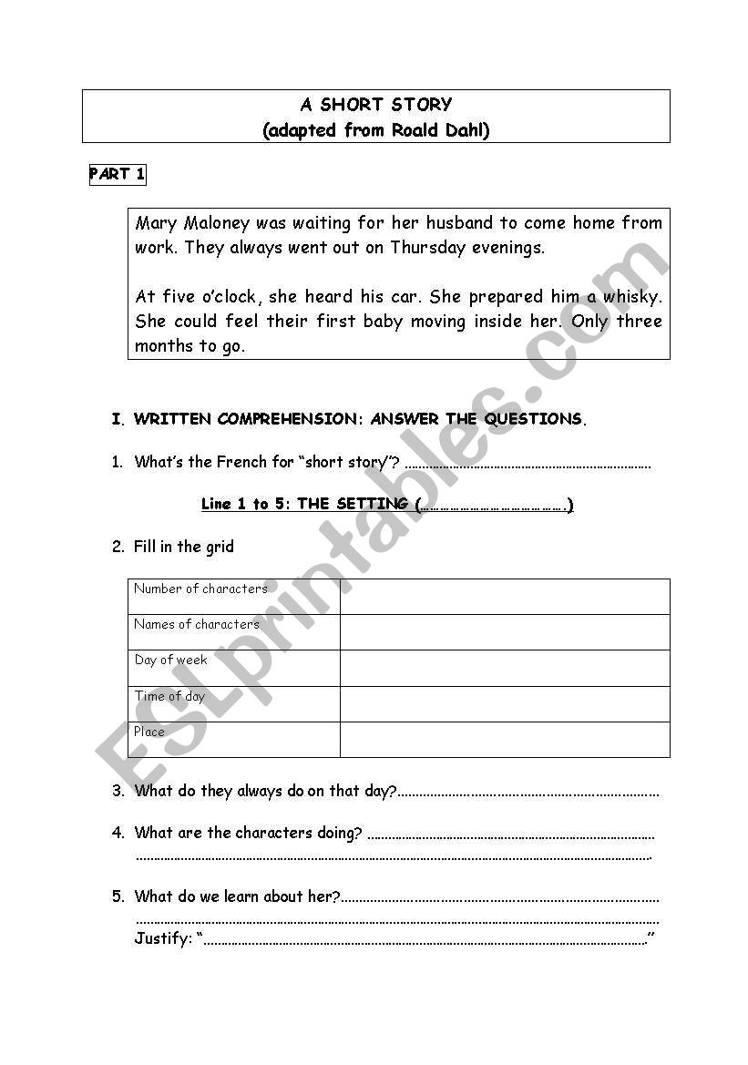 Roald Dahl´s short story "Lamb to the Slaughter" - ESL worksheet by ...
