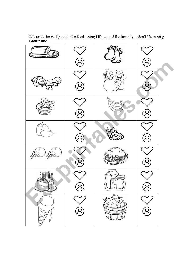 I like/ I don´t like practice - ESL worksheet by viktorovna