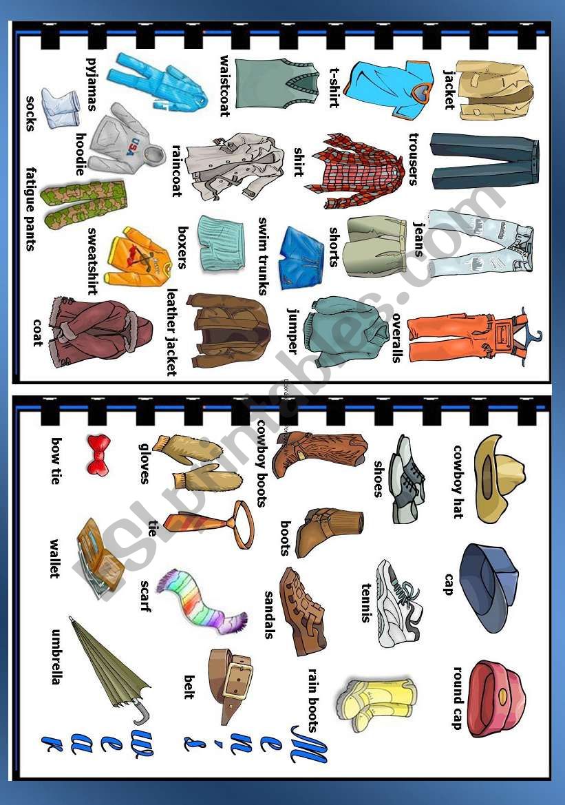 Men´s wear - ESL worksheet by vanda51