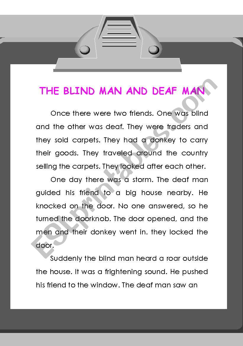 the blind man and deaf man - ESL worksheet by munanadirah