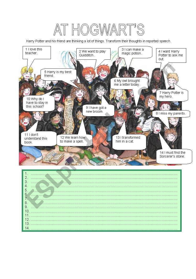 AT HOGWART´S - ESL worksheet by s.lefevre