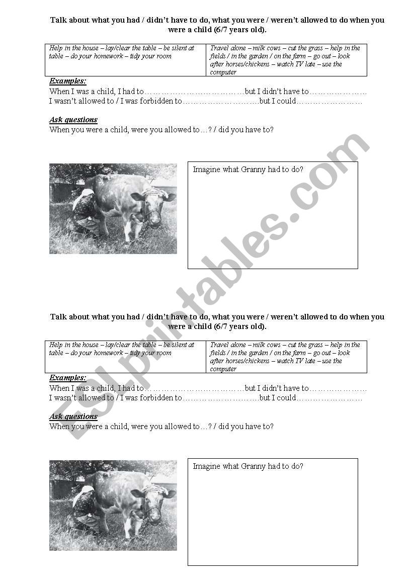HAD TO / DIDN´T HAVE TO / COULD - ESL worksheet by Muriel F. HAD TO / DIDN´T HAVE TO / COULD - ESL worksheet by Muriel F.