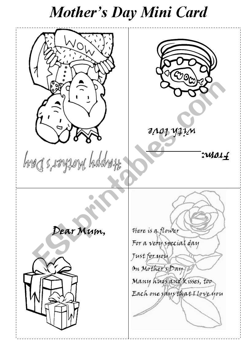 Mother´s Day Mini Card - ESL worksheet by marta_marta