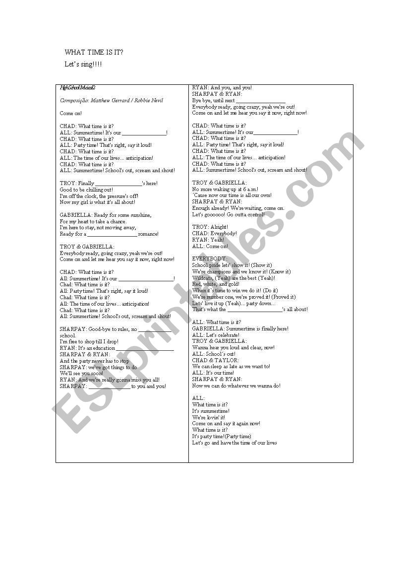 English Worksheets WHAT TIME IS IT 