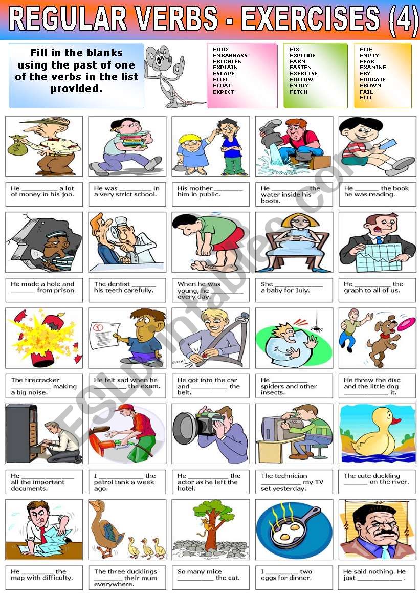REGULAR VERBS –EXERCISES (4) - ESL worksheet by Katiana