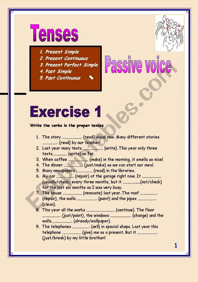 4 Pages Of Passive Voice Present Simple Or Continuous Past Simple Or 