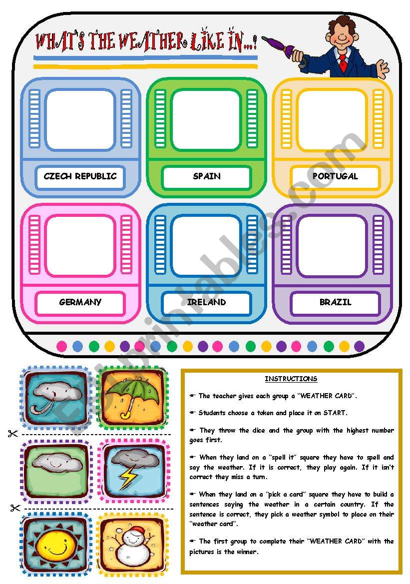 WHAT´S THE WEATHER LIKE? - BOARD GAME (PART 3) - ESL worksheet by xani