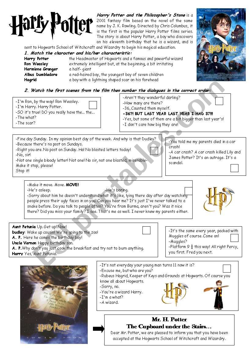 Harry Potter and the Philosopher´s Stone - ESL worksheet by customer