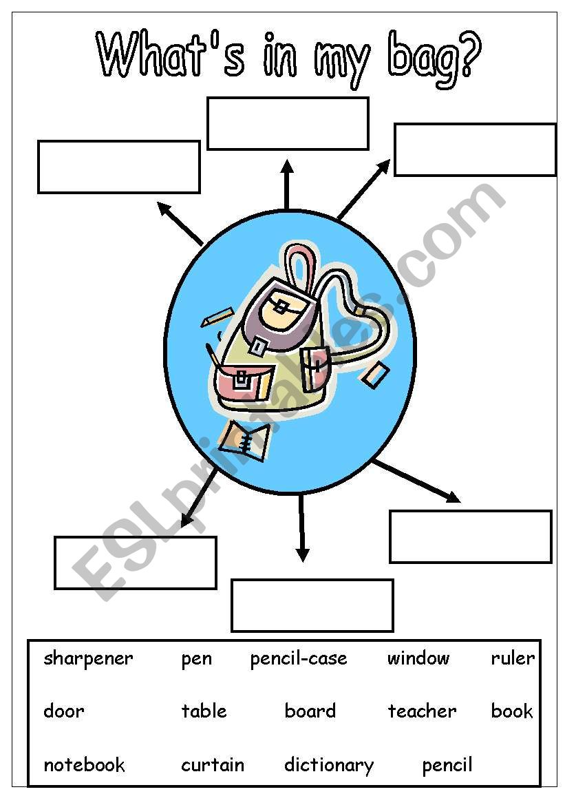 What´s in my bag for slow learners - ESL worksheet by riann