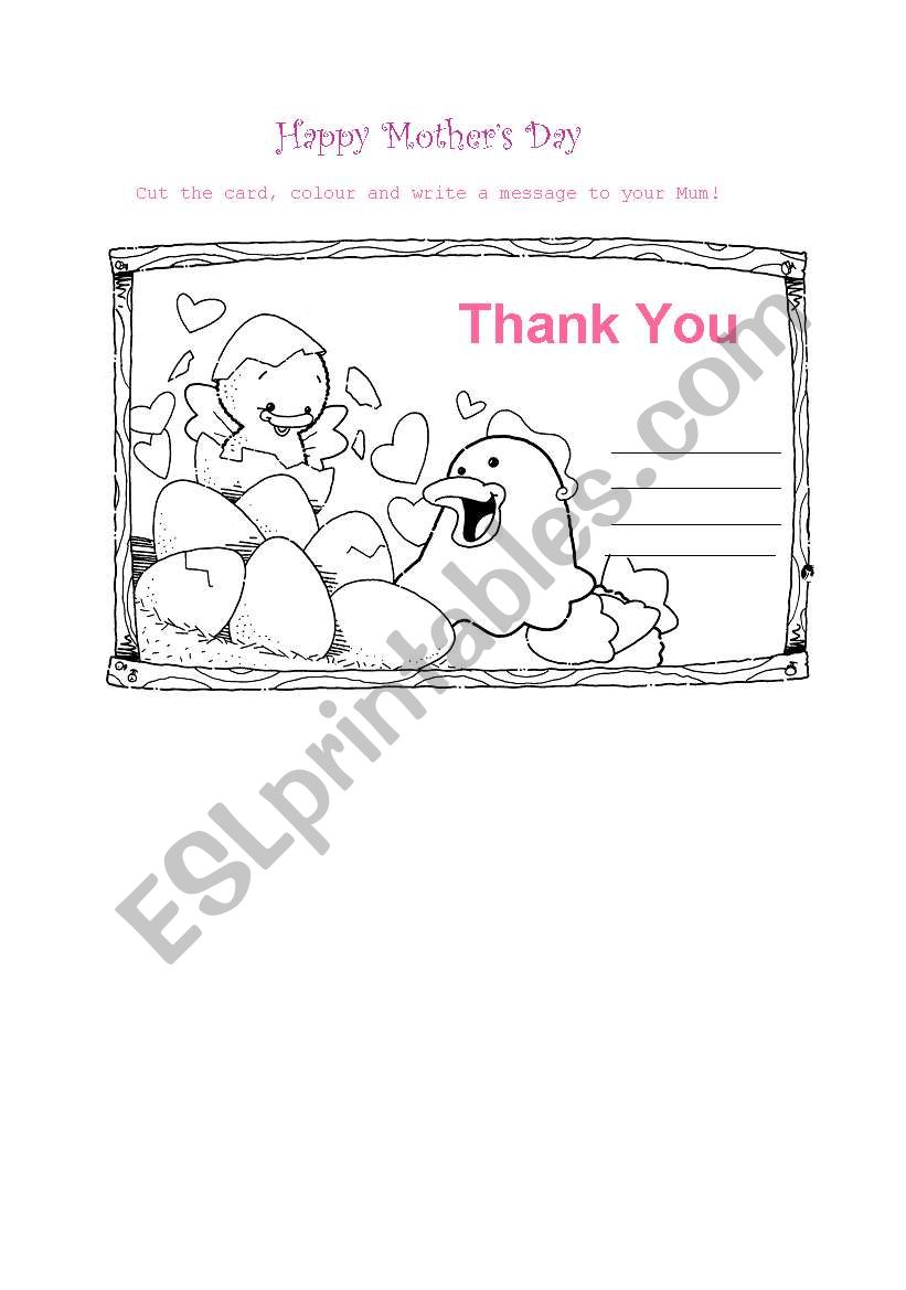 mother´s day card - ESL worksheet by slac