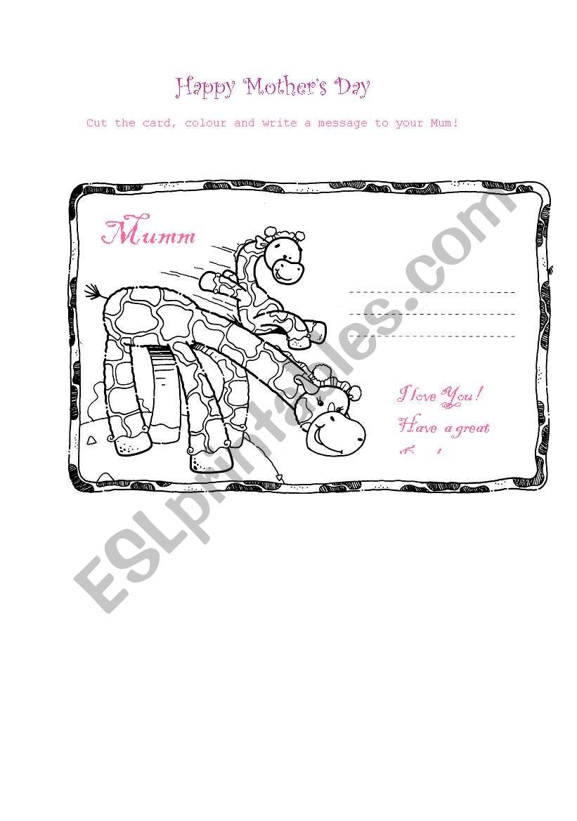 mother´s day card - ESL worksheet by slac