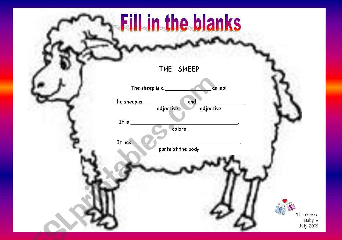 Guided writing Nº 01 - The sheep - ESL worksheet by Baby V
