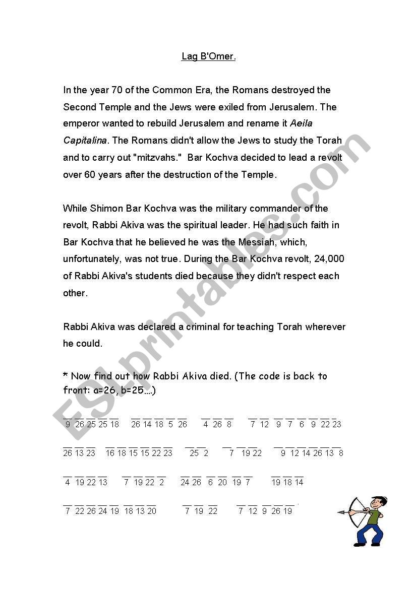 English worksheets: lag b´omer
