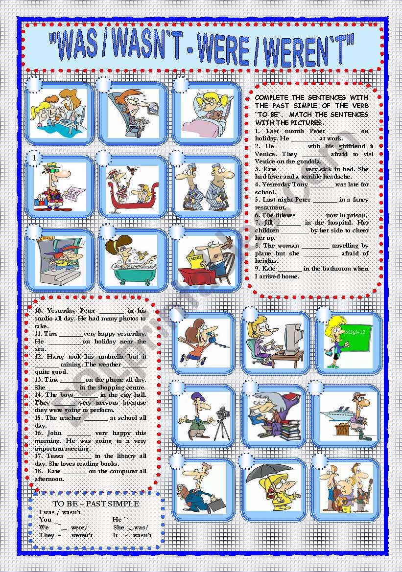 "WAS / WASN`T - WERE / WEREN`T" - PAST SIMPLE OF VERB "TO BE" - ESL ...