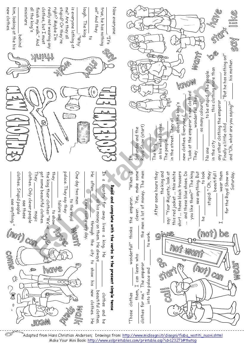 The Emperor´s New Clothes (Story Mini Book) - ESL worksheet by Alenka