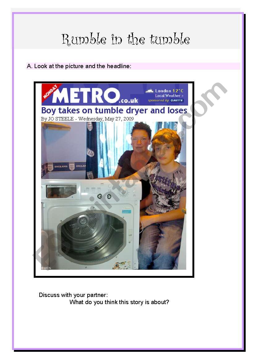 ´Rumble´ Reading Comprehension Pack - ESL worksheet by Laura44