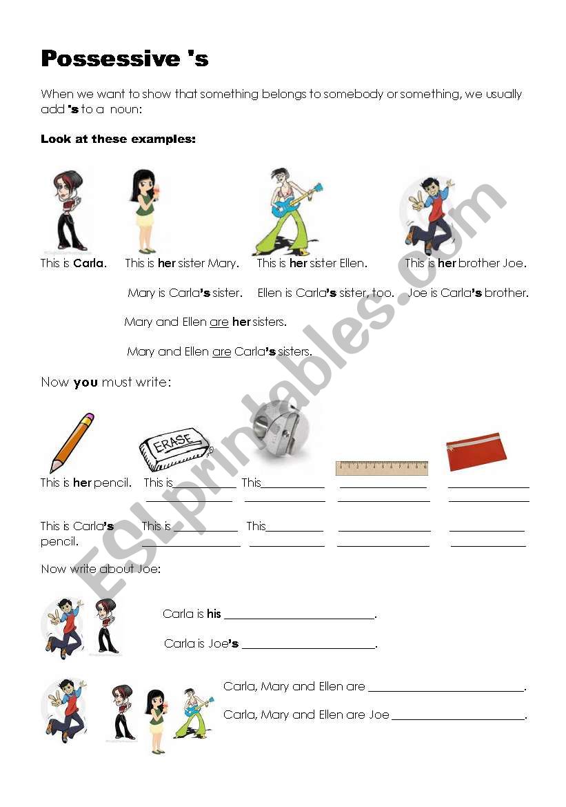 POSSESSIVE ´S - ESL worksheet by Pondalesa