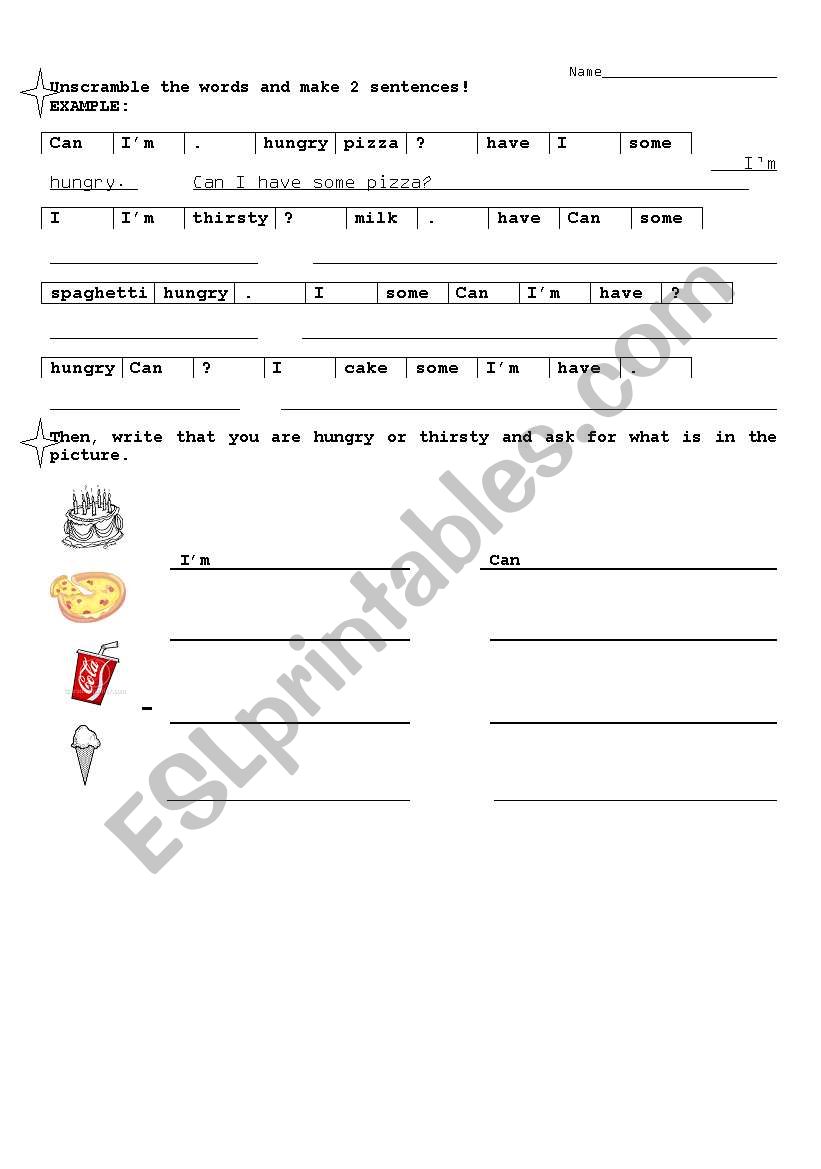 English worksheets: I´m Hungry