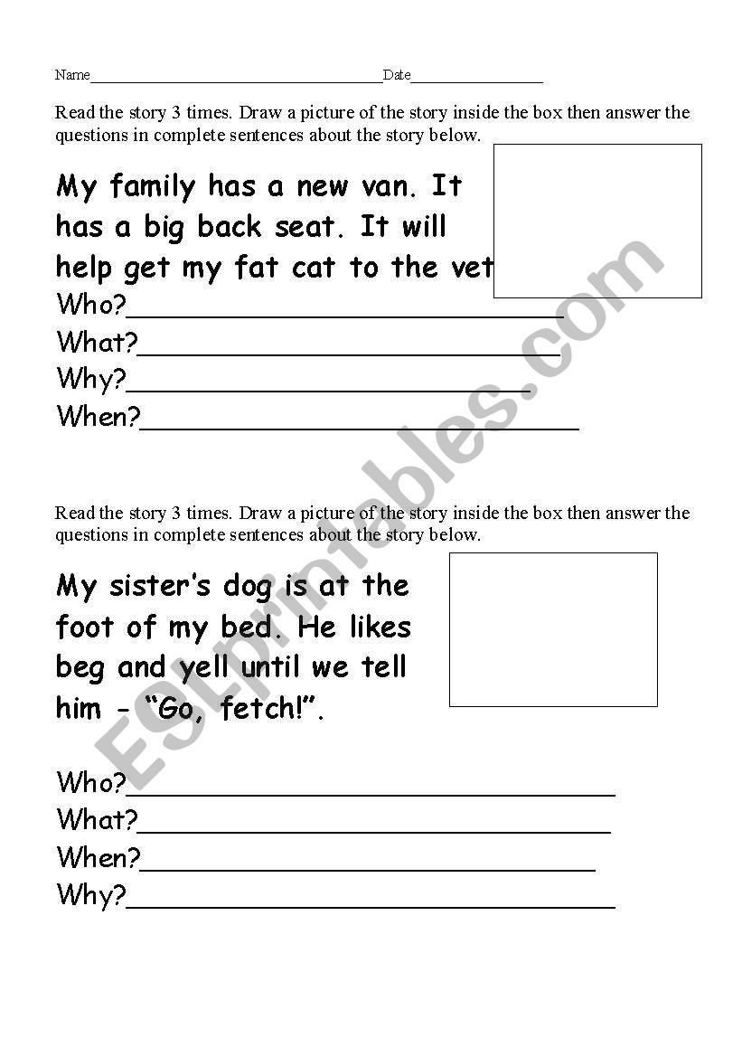 English Worksheets Short Stories With Comprehension Questions