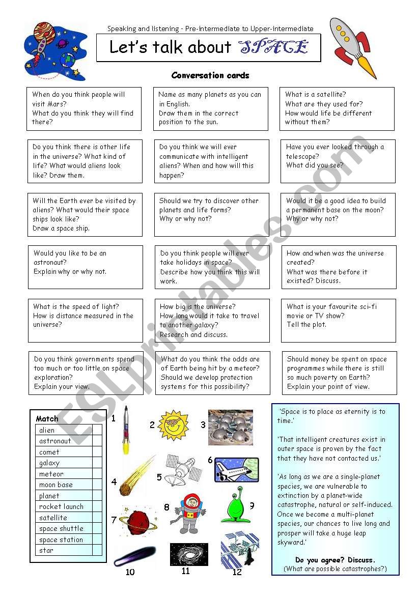 Let´s talk about SPACE - ESL worksheet by PhilipR