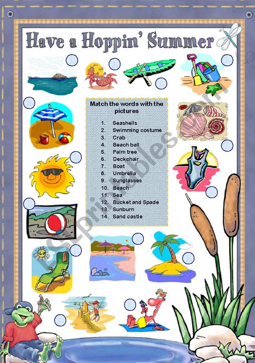 HAVE A HOPPIN´ SUMMER (editable) - ESL worksheet by ironda