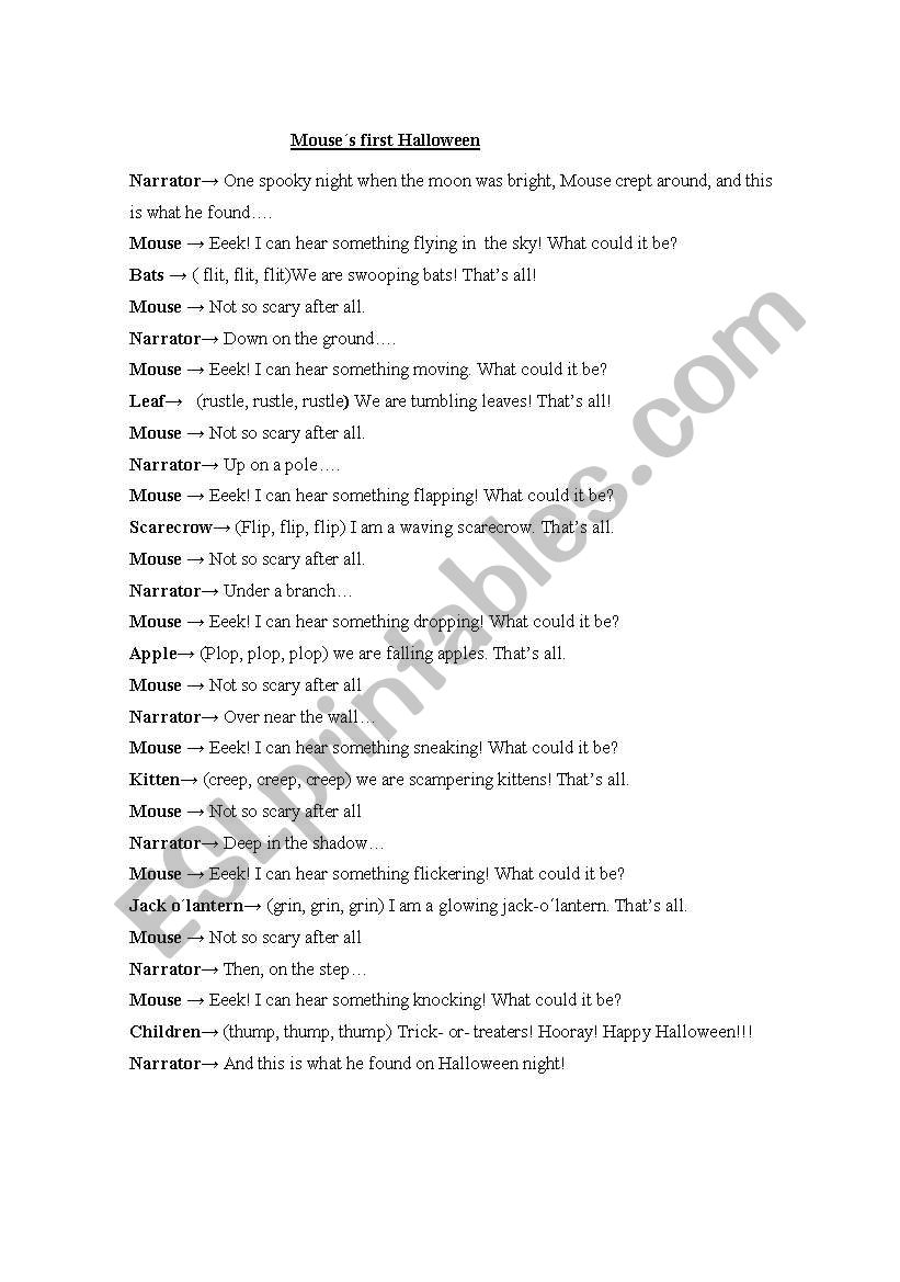 Mouse´s first Halloween- Play - ESL worksheet by sorayabarrio