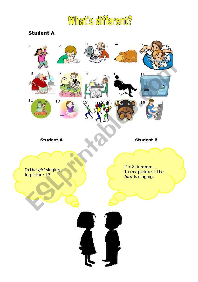 What´s Different Present Continuous Card A Esl Worksheet By Jailma