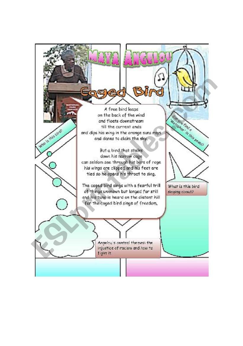 English worksheets: ´Caged Bird´