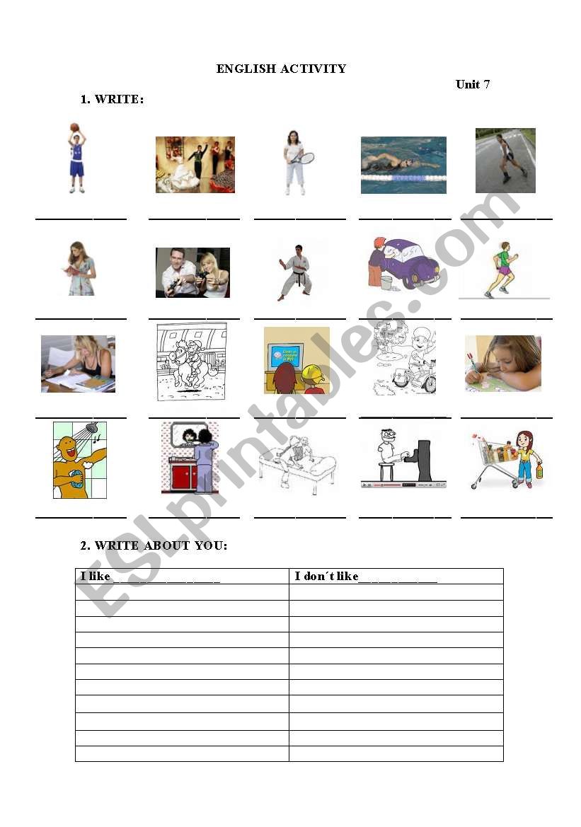 I like / I don´t like /he likes / he doesn´t like - ESL worksheet by ...