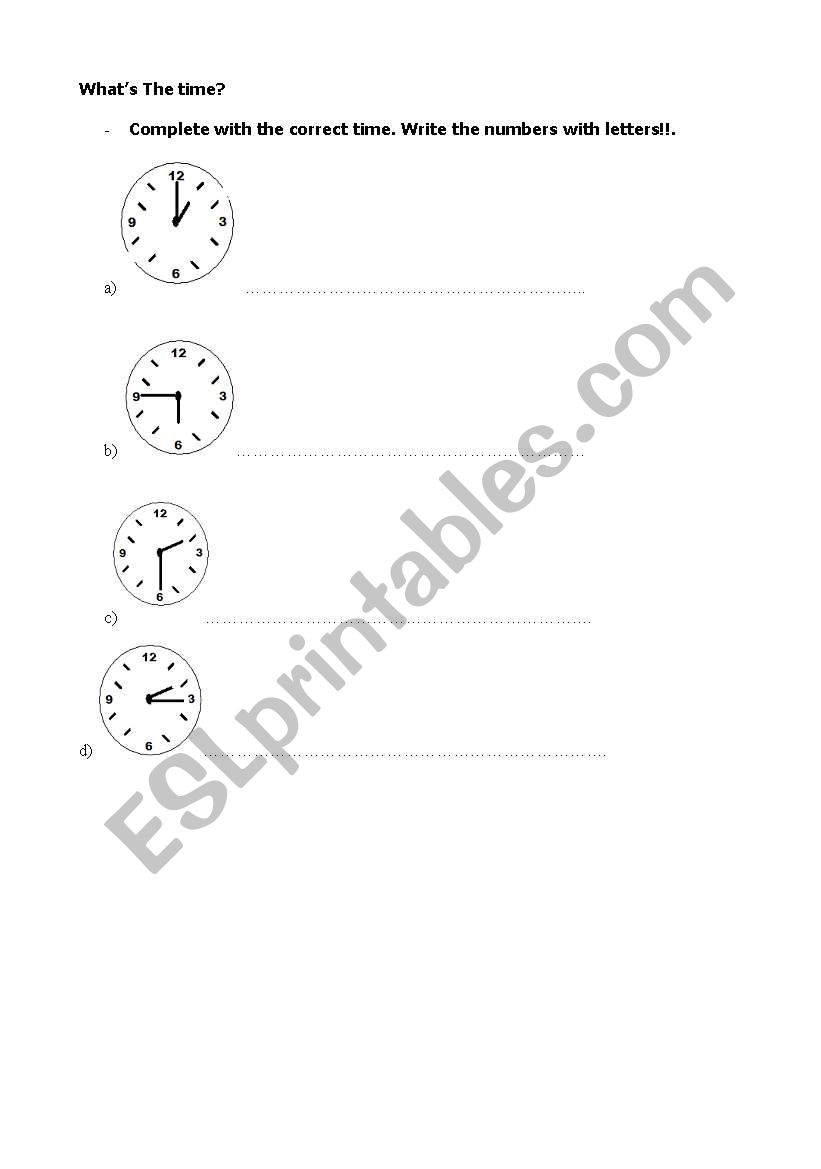 English worksheets: What´s the time?