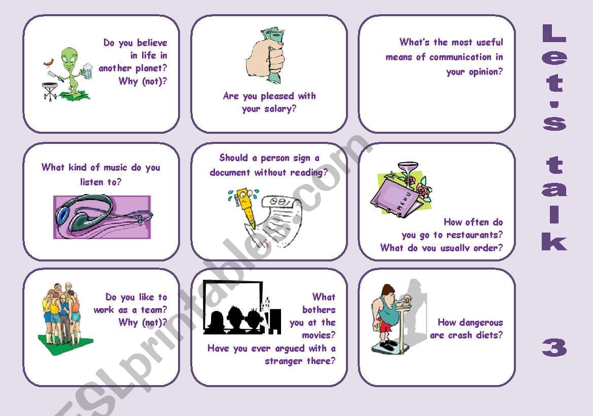 let´s talk (many subjects) 3 - ESL worksheet by Raquelfrombrazil