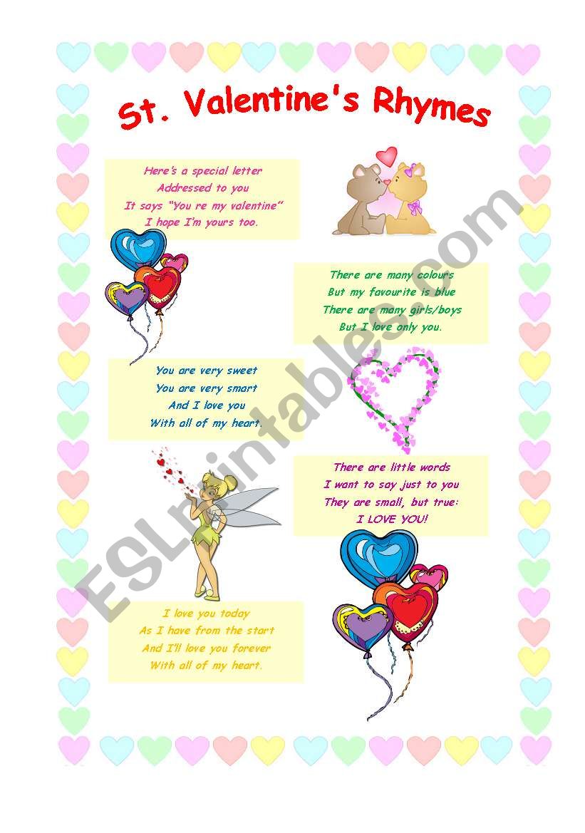 St. Valentine´s Rhymes - ESL worksheet by Isab