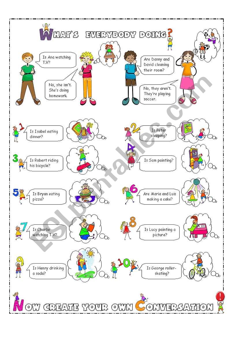 What´s everybody doing? - ESL worksheet by patycazar
